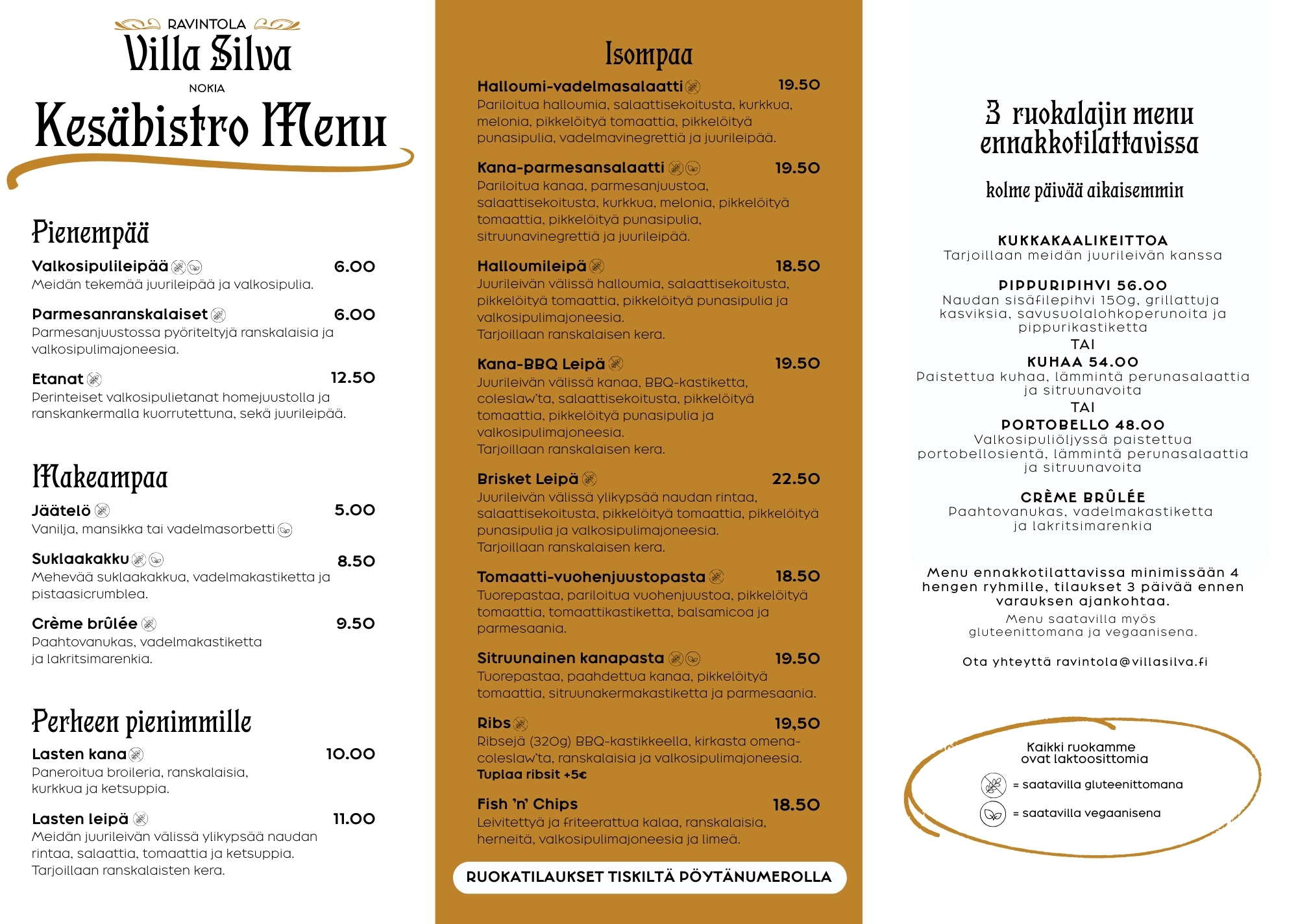 Menu – Villa Silva